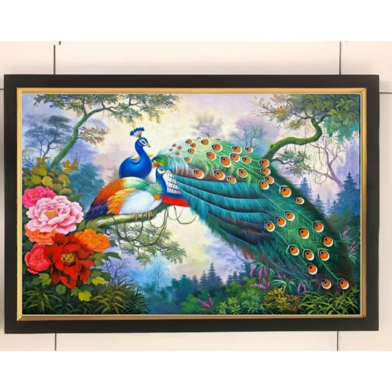 Jual Hiasan dinding lukisan cetak merak aesthetic plus Bingkai ukuran ...