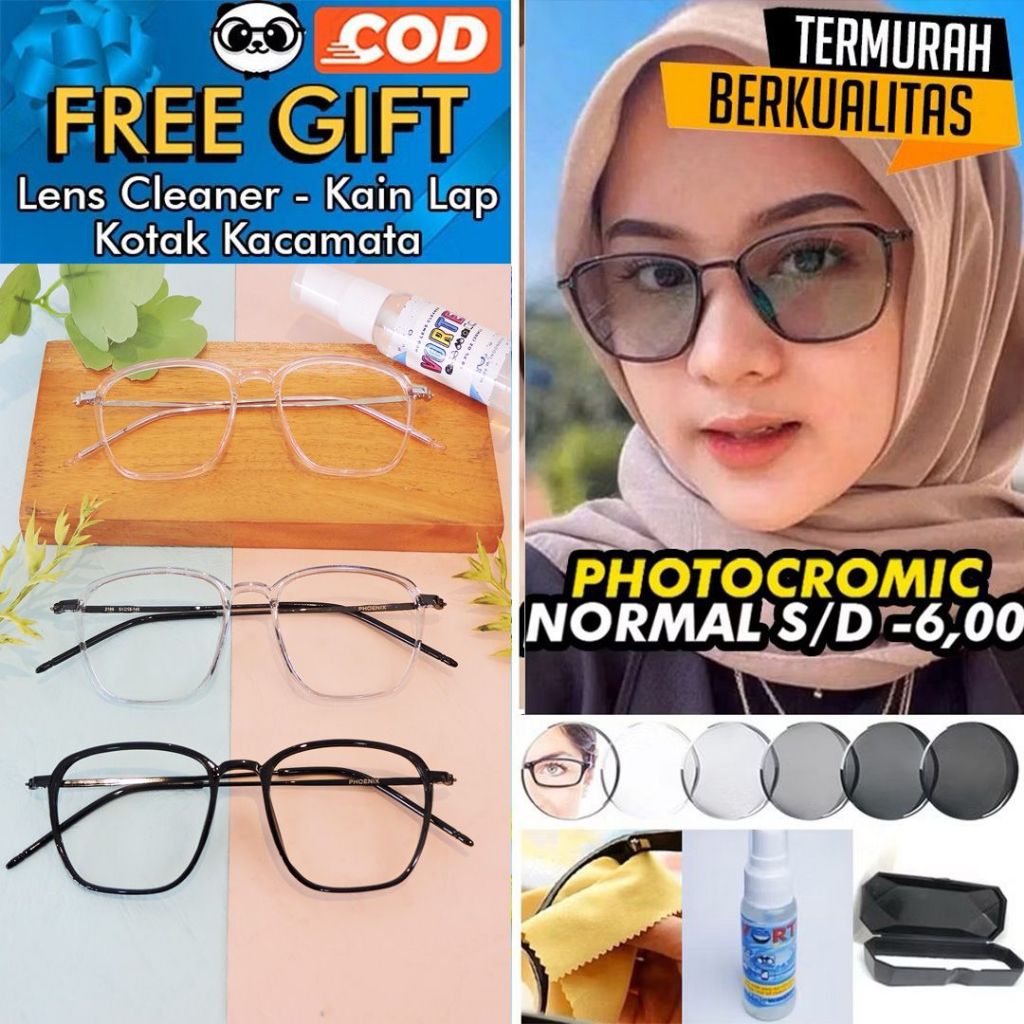 Jual (NEW) Kacamata PHOTOCROMIC PX-2189 Lensa optik CR MC Sunglass Blueray Bluceromic Minus/Plus ...