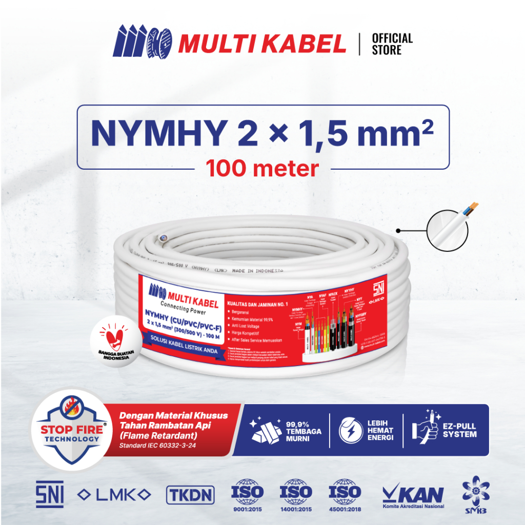 Jual MULTI KABEL-Kabel Listrik NYMHY 2x1.5 mm² - Kabel Tembaga Kawat ...