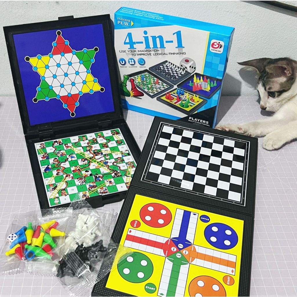 Jual Magnetic Board Game 4in1: CATUR | HALMA | ULAR TANGGA | LUDO (Permainan Anak & Keluarga ...
