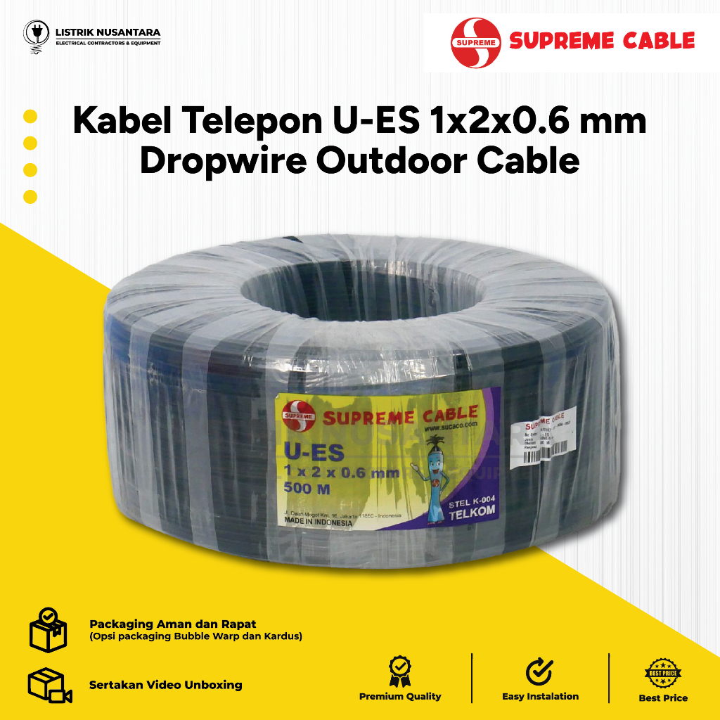 Jual Kabel Telepon Telpon Telfon Supreme U-ES 1x2x0.6 mm Telkom Outdoor ...