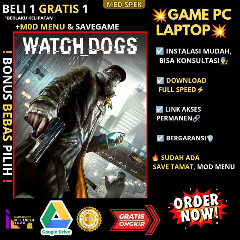 Jual Watch Dogs Complete Edition - PC LAPTOP GAMES - CARA INSTALL MUDAH ...