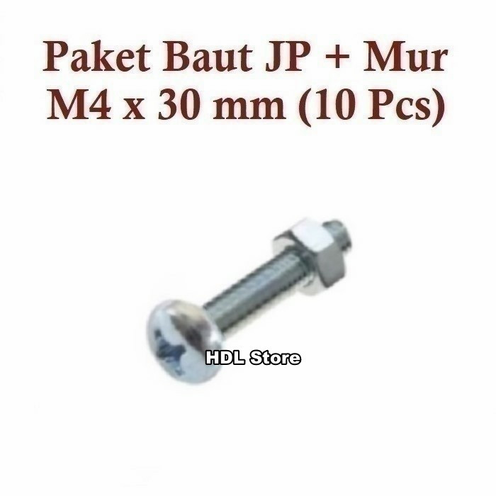 Jual 10 Pcs Paket Baut JP M4 x 30 mm + Mur | Shopee Indonesia