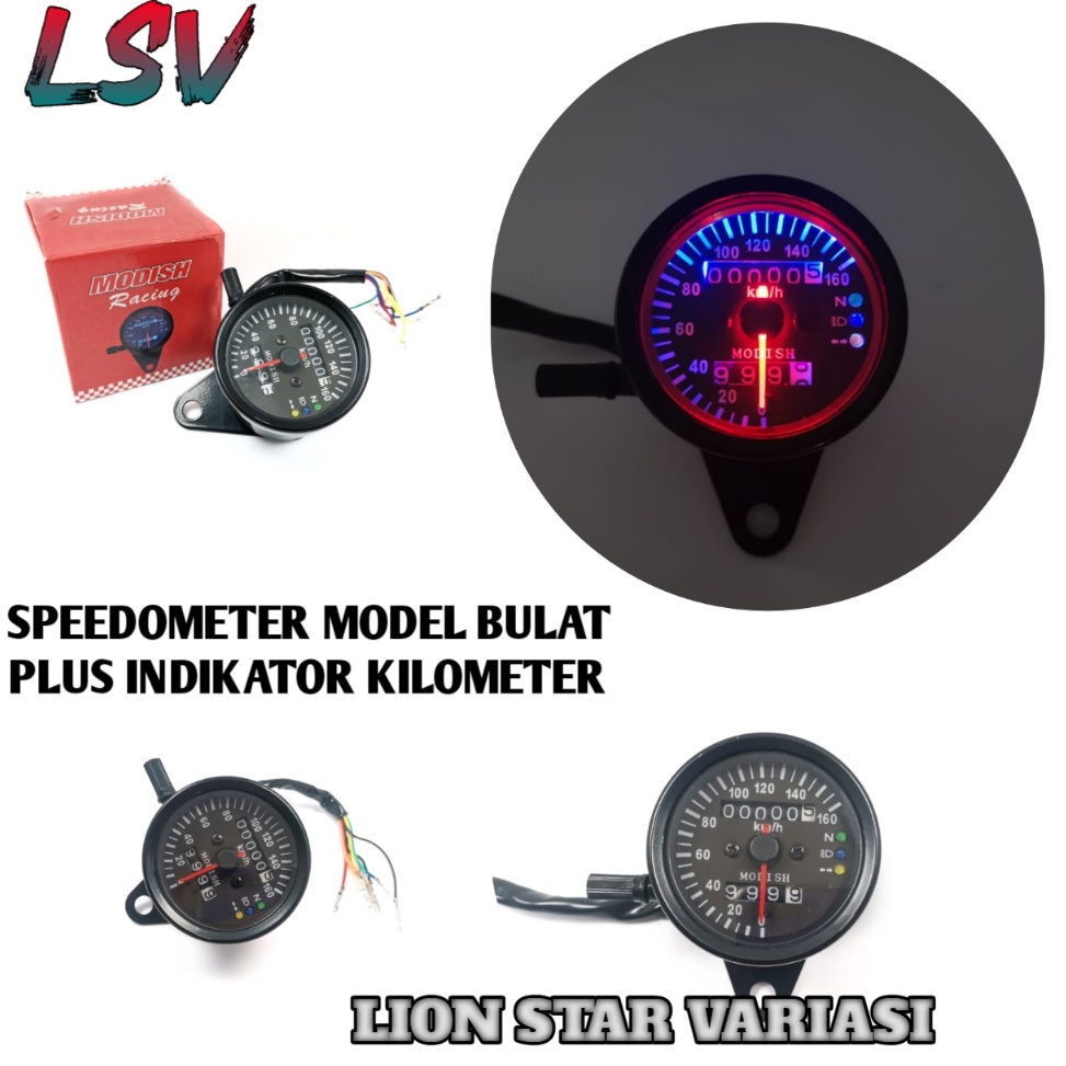 Jual KODE A83H Speedometer Kilometer Bulat LED Motor Universal Plus ...