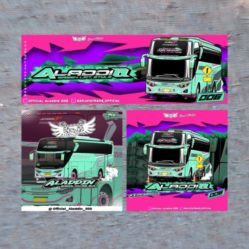 Jual Stiker bus Sanjaya ALADIN isi 3 Stiker bus bis Sanjaya trans ...