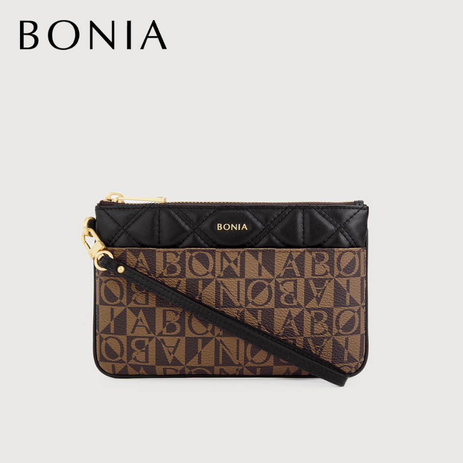 Jual Bonia - Lean Monogram Pouch Black | Shopee Indonesia