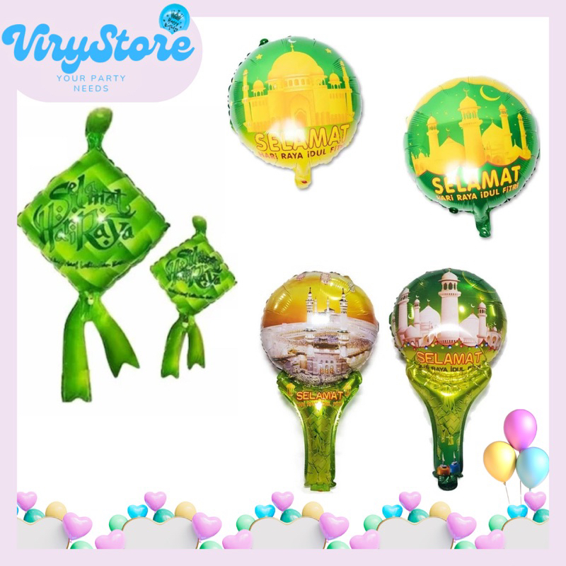 Jual [ViryStore] Balon Foil Ketupat Pentungan Bulat Lebaran Hari Raya ...