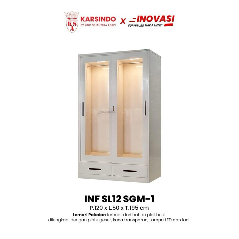 Jual Lemari Gamis Hijab Sliding LED Plat Besi Transparan Karsindo ...