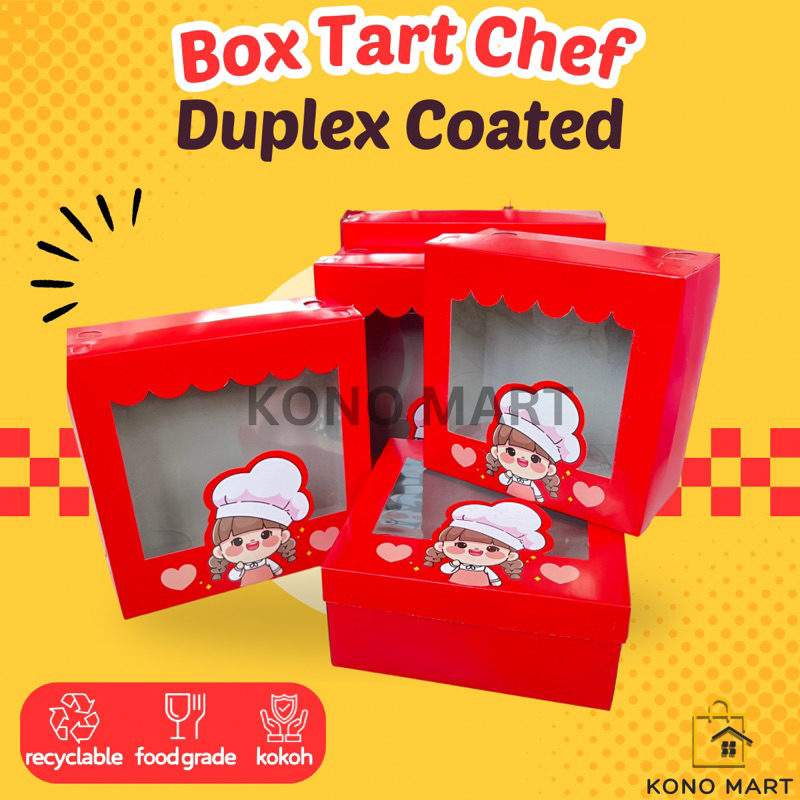 Jual Dus Box Kotak Tart Motif Chef Koki Merah / Box Kue Tart Motif ...