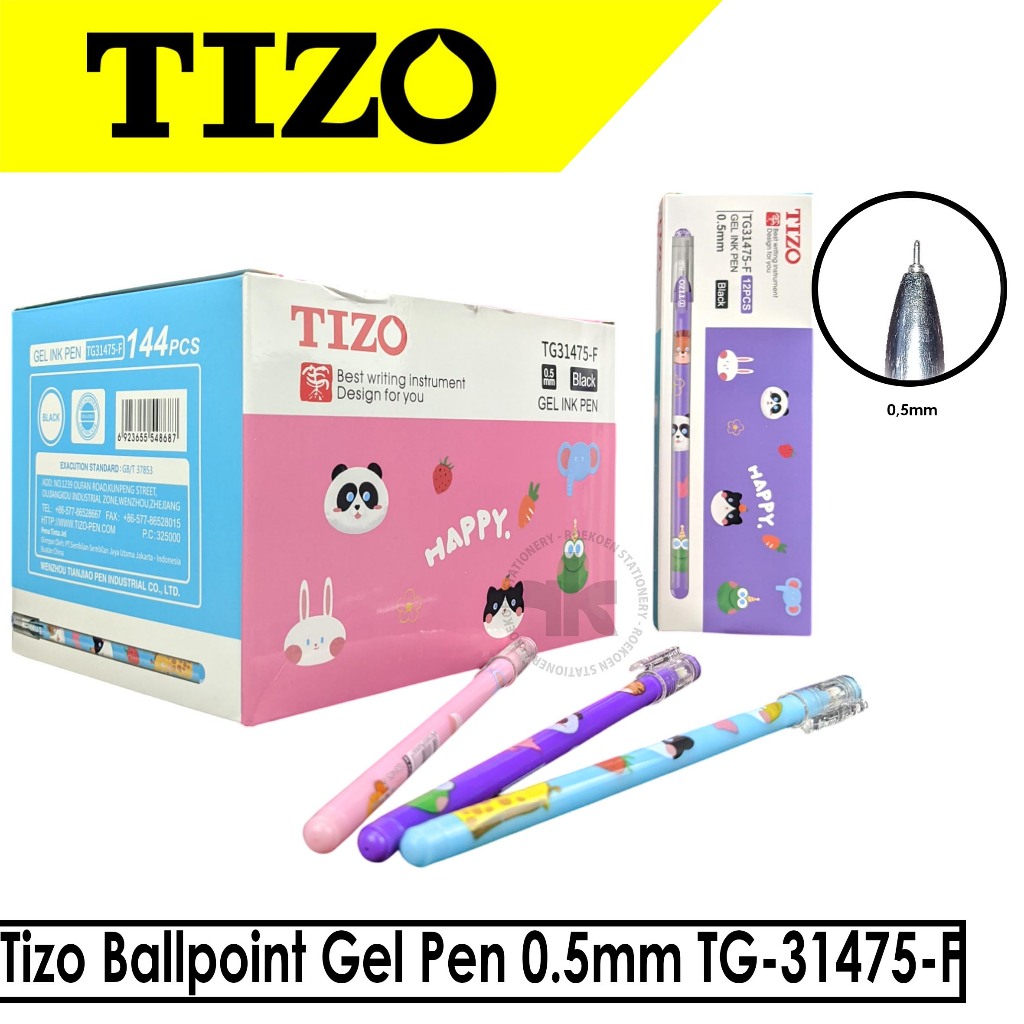 Jual Tizo Ballpoint Gel Pen 0.5mm TG-31475-F | Shopee Indonesia
