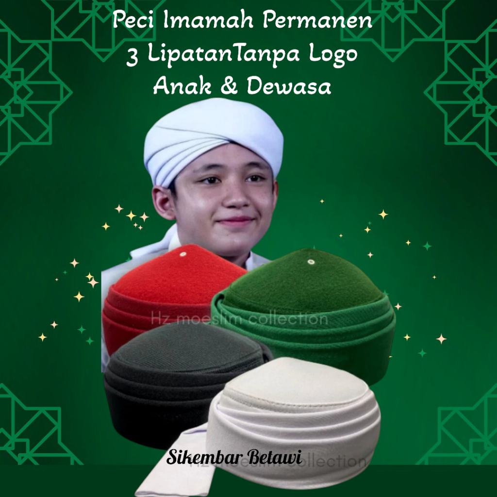 Jual Peci Imamah Permanen 3 Lipatan Tanpa Logo Langsung Pakai Peci ...