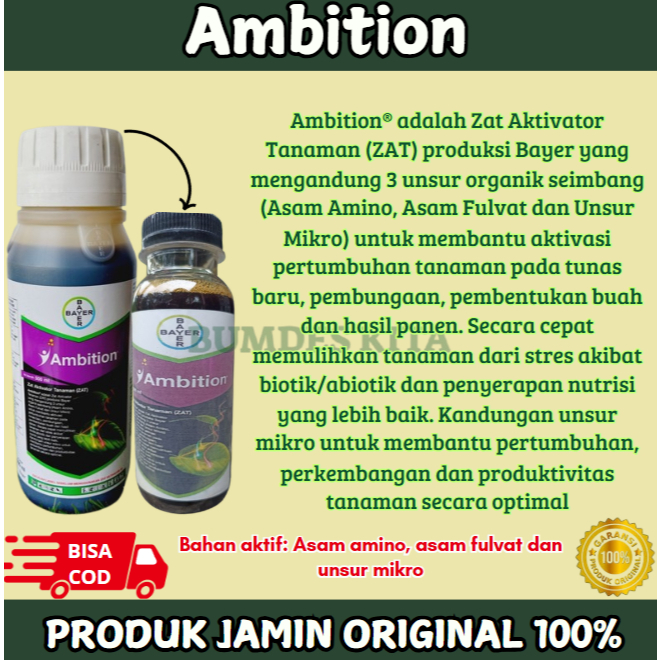 Jual Ambition Bayer 100 Ml Pupuk Asam Amino Tanaman Zat Aktivator Fulvat Kemasan Repack | Shopee ...