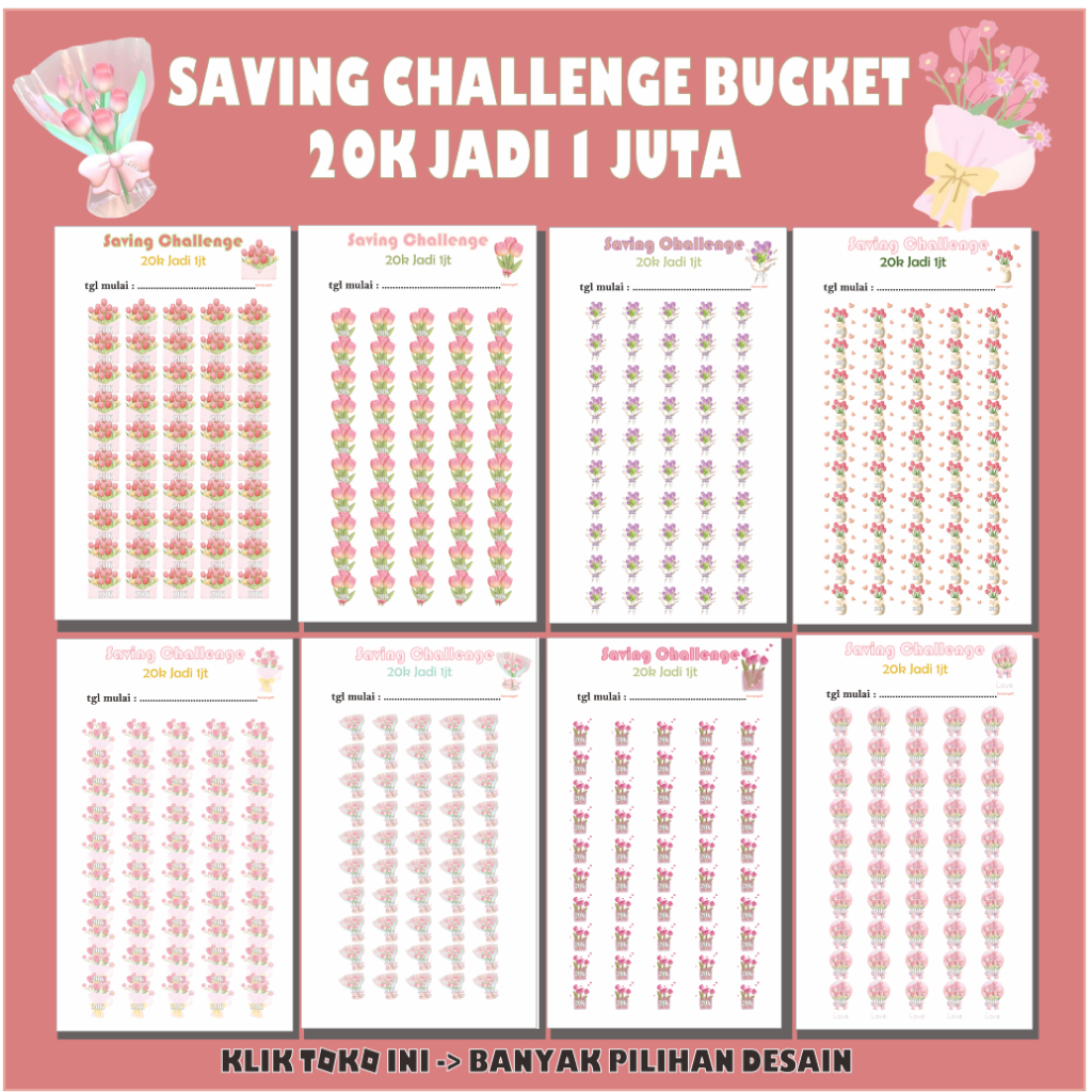 Jual Isi Binder A6 Saving Challenge 20K JADI 1 JUTA PART 01 Tebal / Kertas Menabung A6 / Loose ...