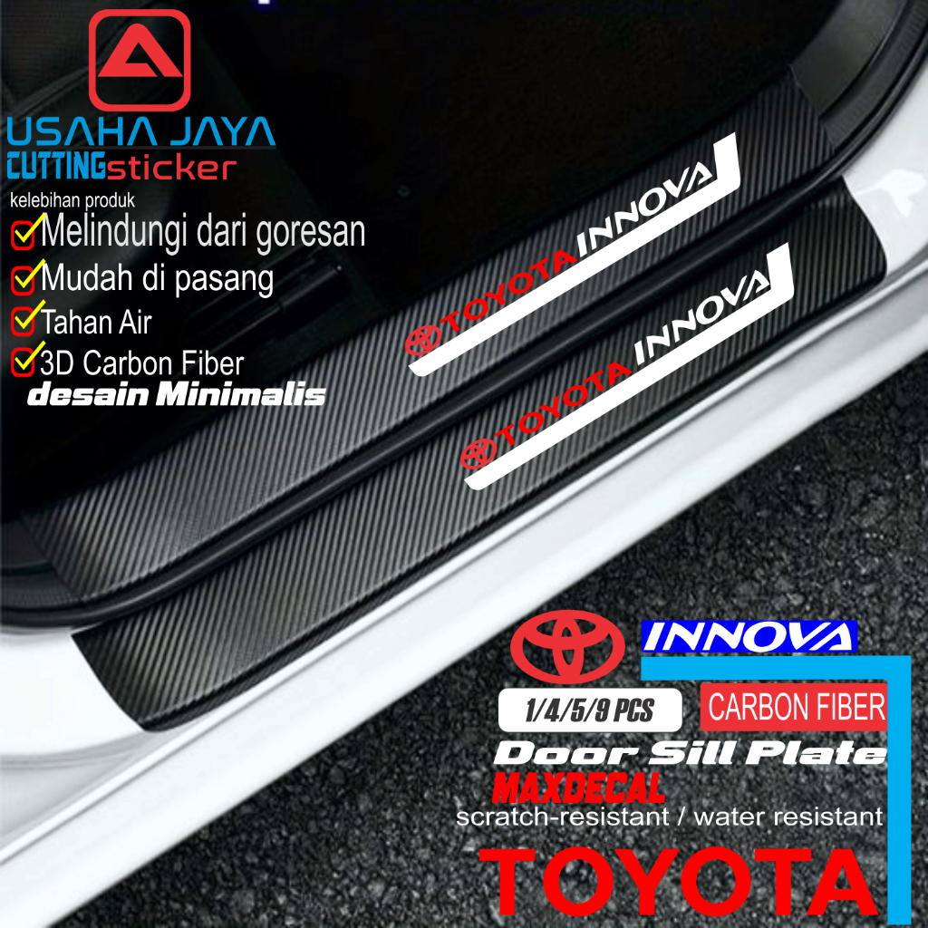 Jual NEW 9Pcs Stiker CARBON 3D Door Sill Plate Guard Toyota INNOVA ...