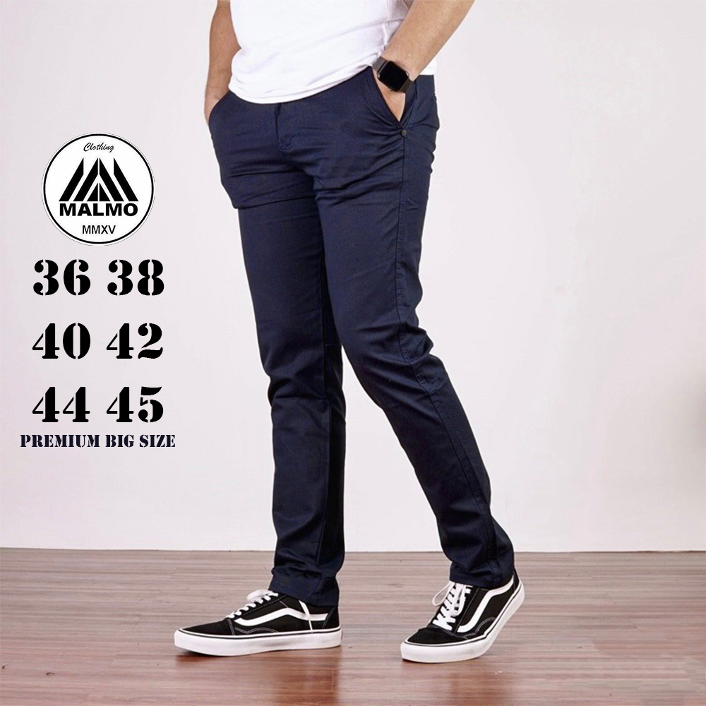 Jual ( 36 - 45 ) MALMO Big Size Original Celana Chino Panjang Pria Jumbo Premium Model Slim fit ...