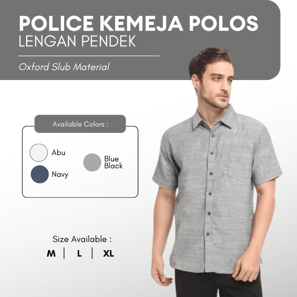 Jual POLICE Kemeja Polos Oxford Slub Regular Fit Pria | Shopee Indonesia