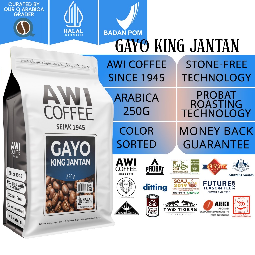 Jual GAYO KING JANTAN 250gr | Bean Arabica Peaberry | Aceh Organic ...