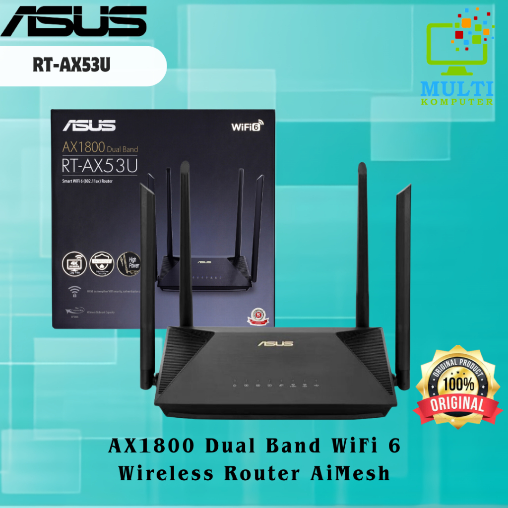 Jual ASUS RT-AX53U AX1800 Dual Band WiFi 6 Wireless Router AiMesh - RT ...