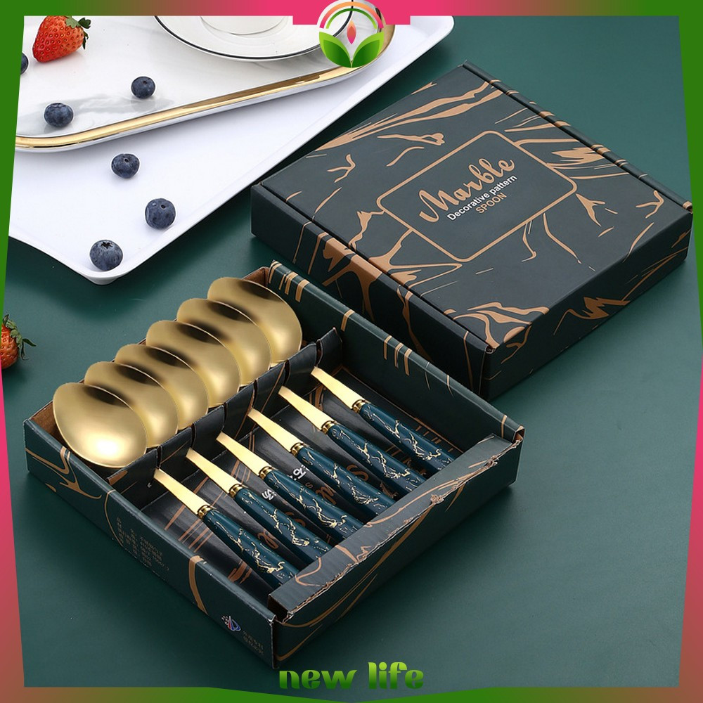 Jual Sendok Marble 1 Set Isi 6pcs Free Box Alat Makan Sendok Sultan ...