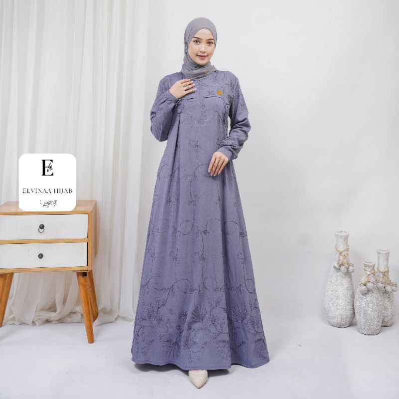 Jual KALUNA DRESS GAMIS POLO LINEN BORDIR PREMIUM | Shopee Indonesia