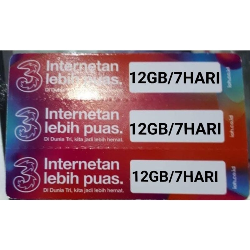 Jual Voucher Tri 12GB/7HARI (isi 10 Pcs) | Shopee Indonesia