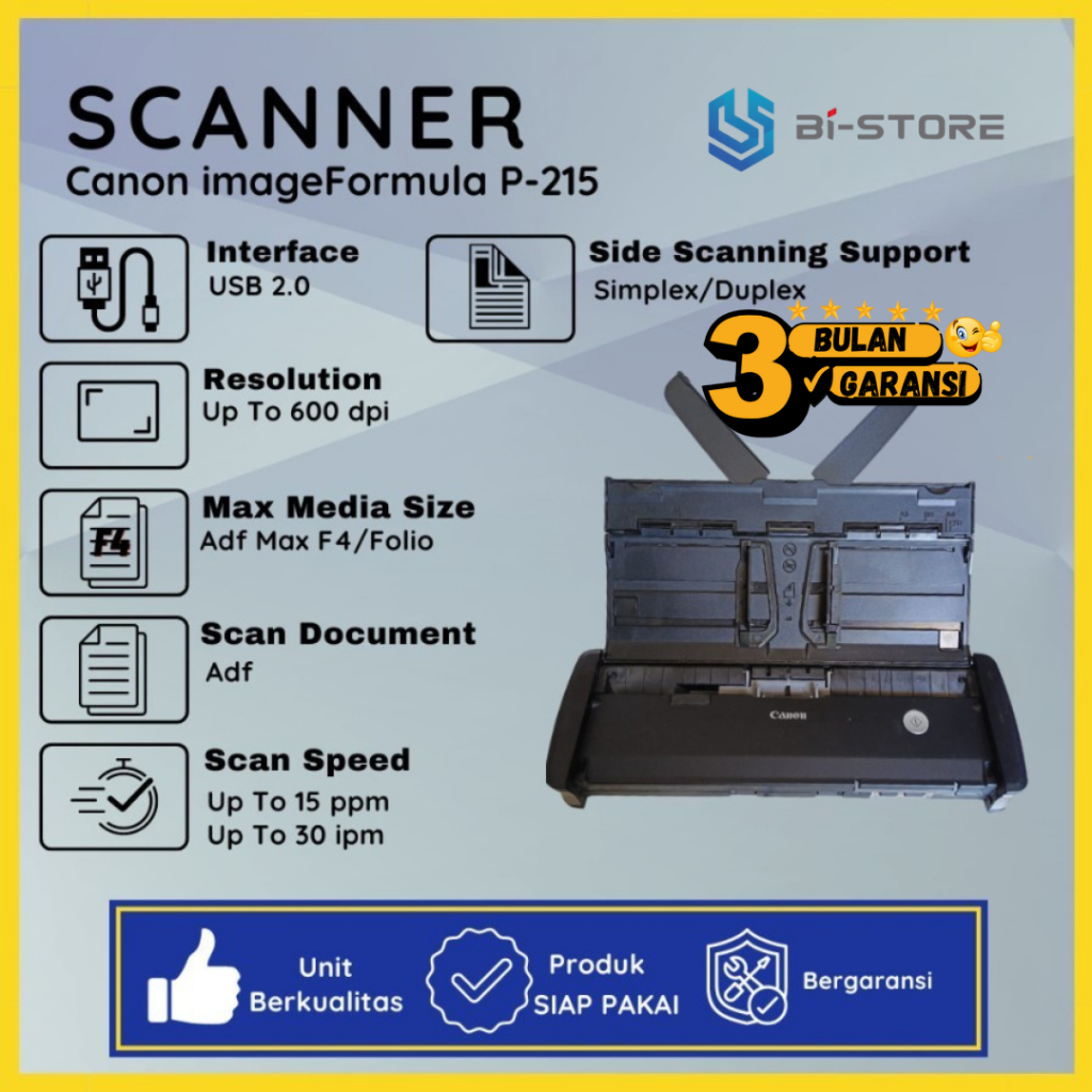 Jual Scanner Folio Portable Canon Image Formula P215 Bisa Scan F4 Legal ...