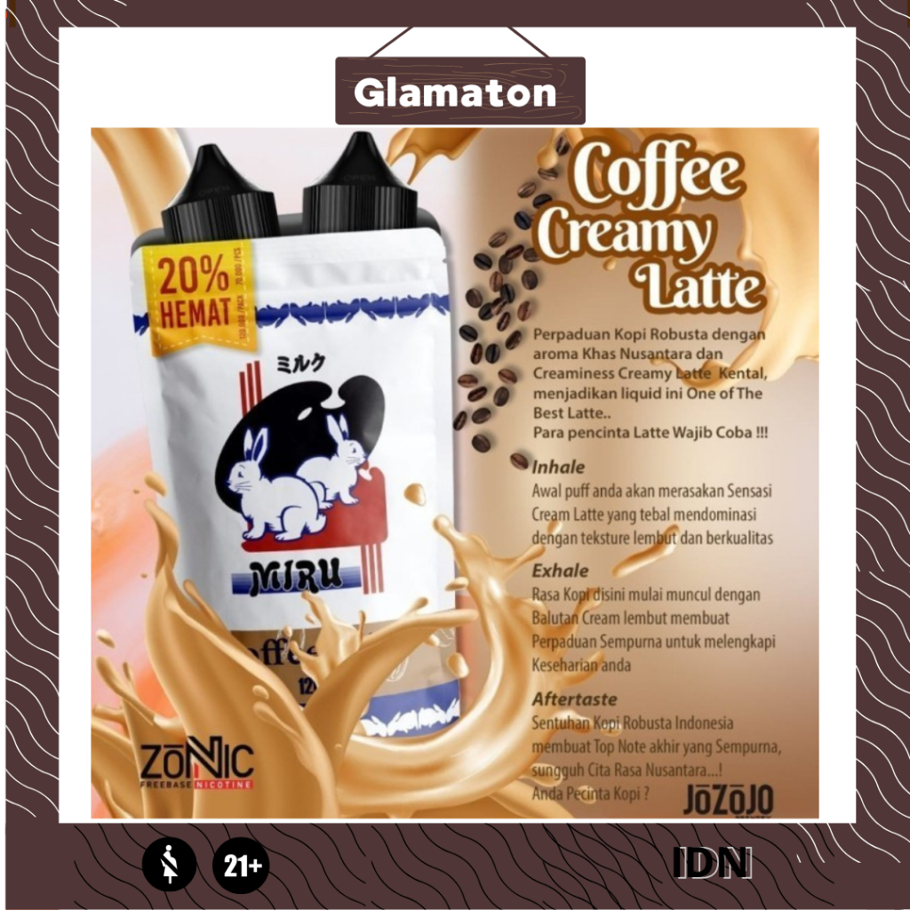 Jual LIQUID MIRU COFFEE MILK CREAMY COFFEE LATTE LIQUID FREEBASE ORI ...