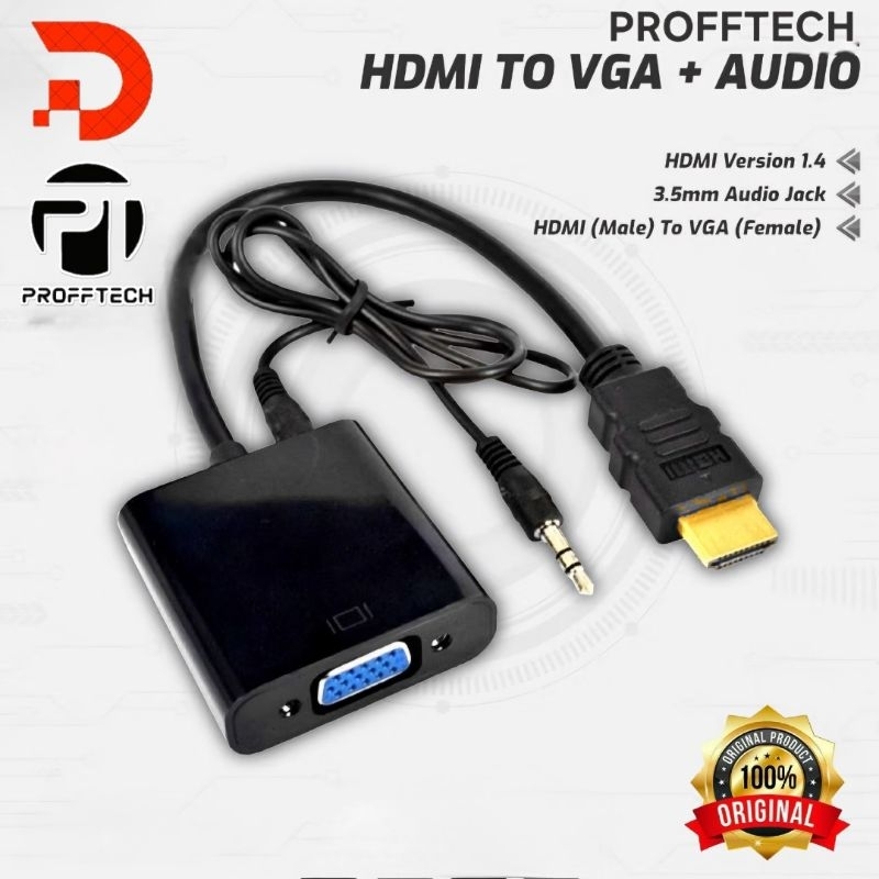 Jual Converter HDMI To VGA + Audio / Kabel HDMI To VGA Original 100% | Shopee Indonesia