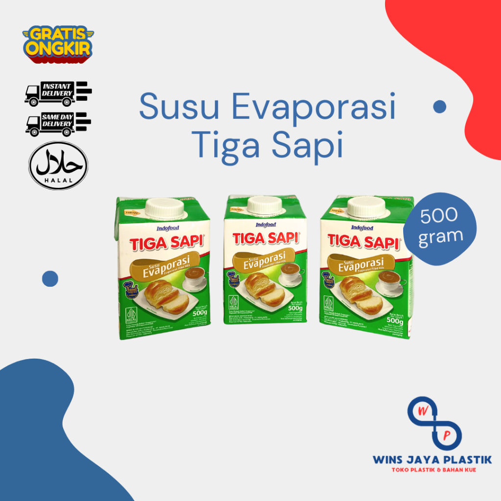 Jual Tiga Sapi Susu Evaporasi 500g | Evaporasi Tiga Sapi | Indofood ...