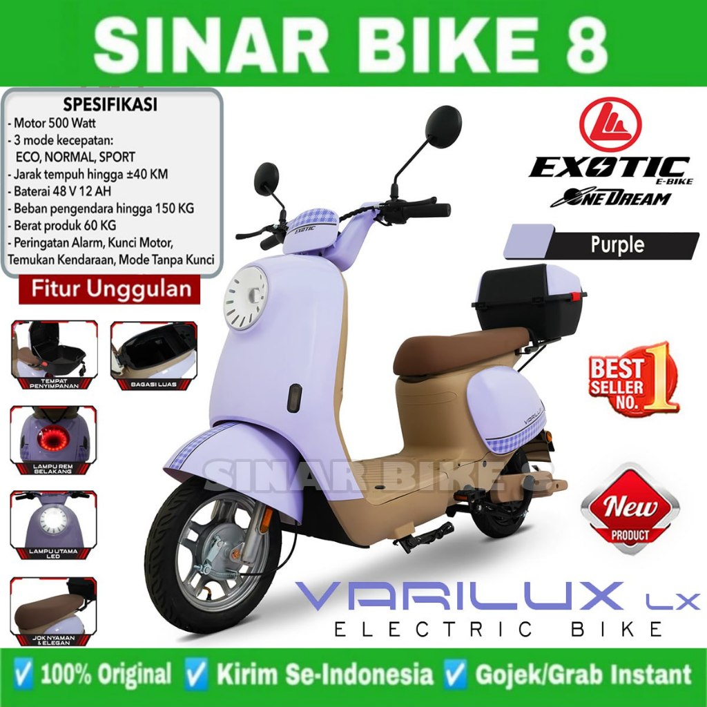 Jual Sepeda Listrik UWINFLY R8S 500 Watt & EXOTIC VARILUX LX 500 Watt ...