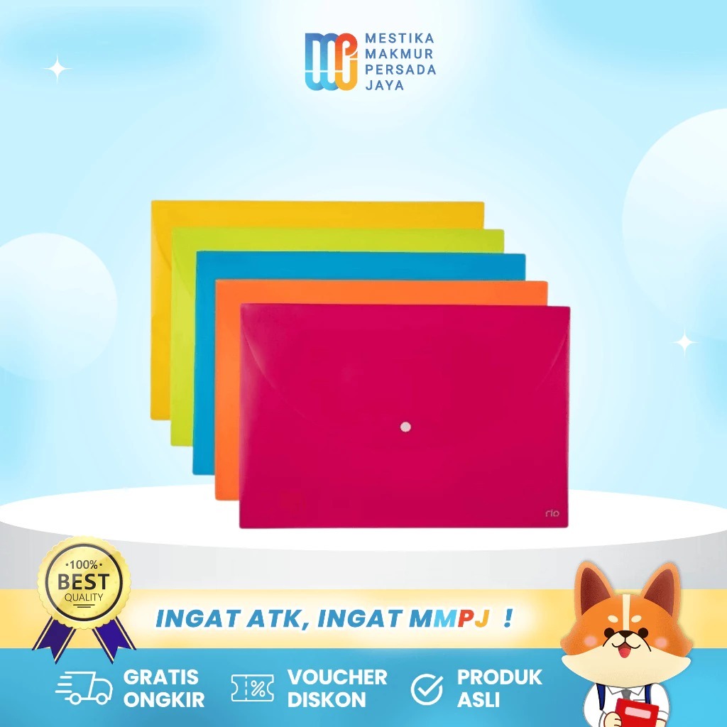 Jual Deli Map Dokumen Kancing Folio / F4 Waterproof Warna Warni Seri ...