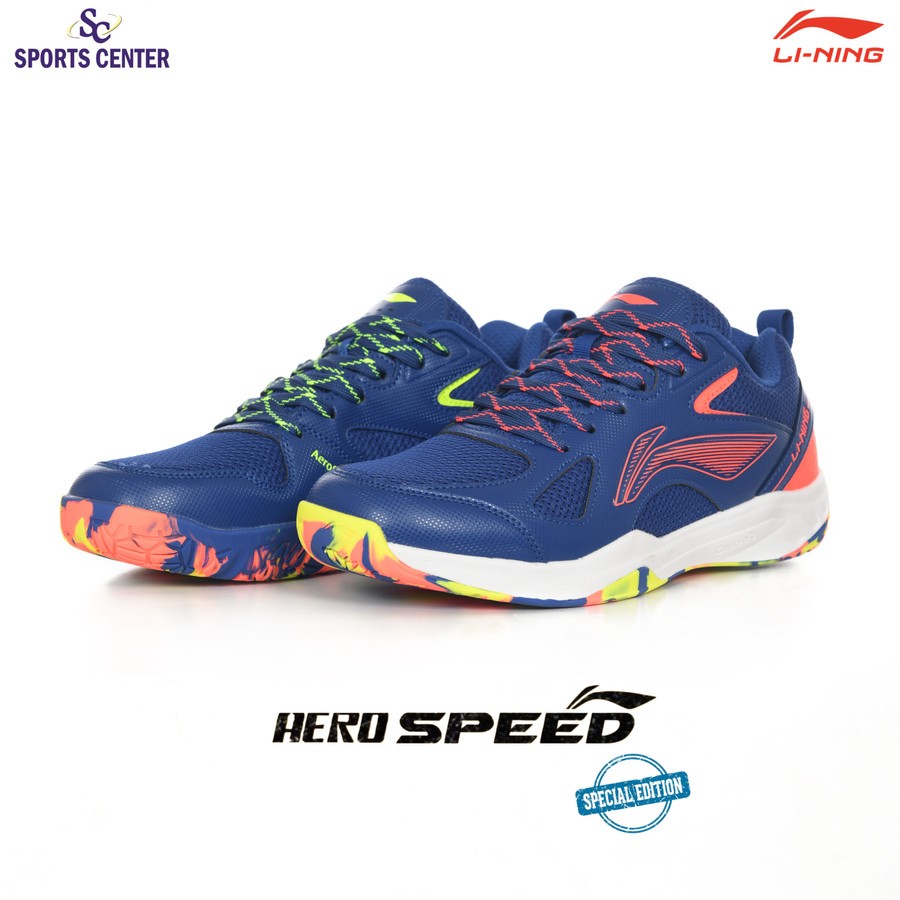 Jual Special Color Sepatu Badminton Lining Aerospeed Navy / Orange ...