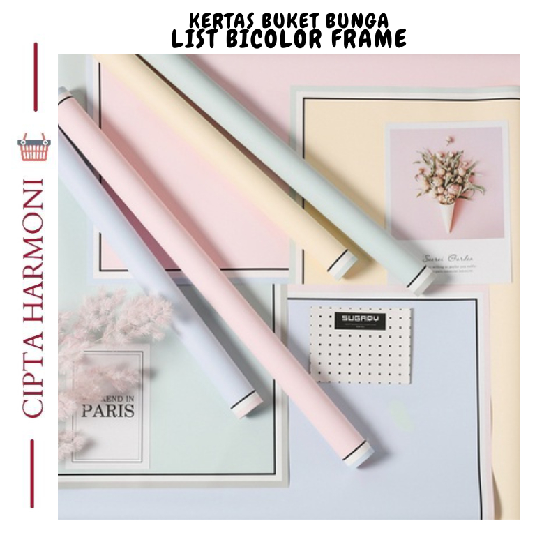 Jual 20 LEMBAR Kertas Buket Bunga Varian List Bi Color Frame Cellophane ...