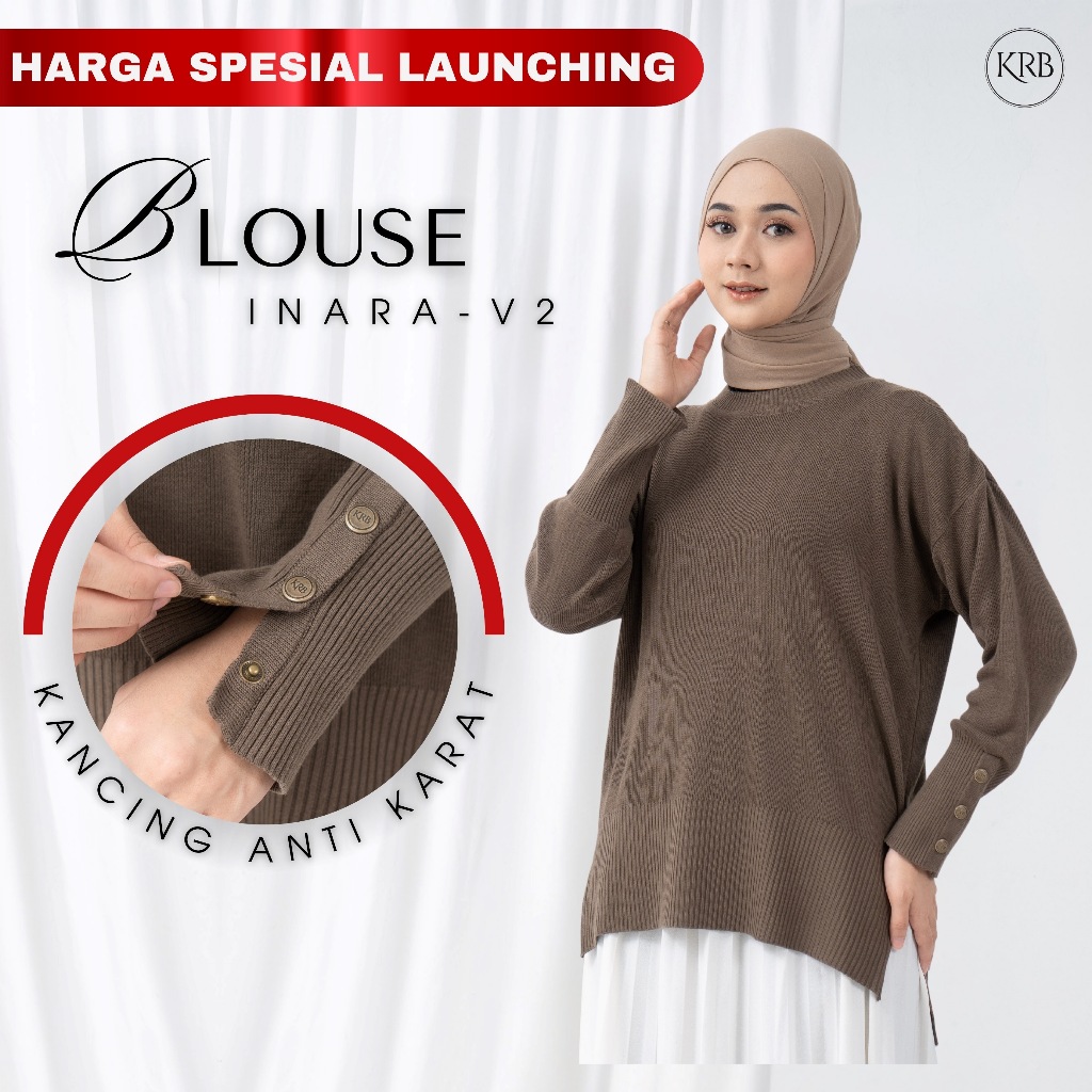 Jual Blouse Inara V2 Kancing Aktif Anti Karat Atasan Wanita Rajut Knit ...