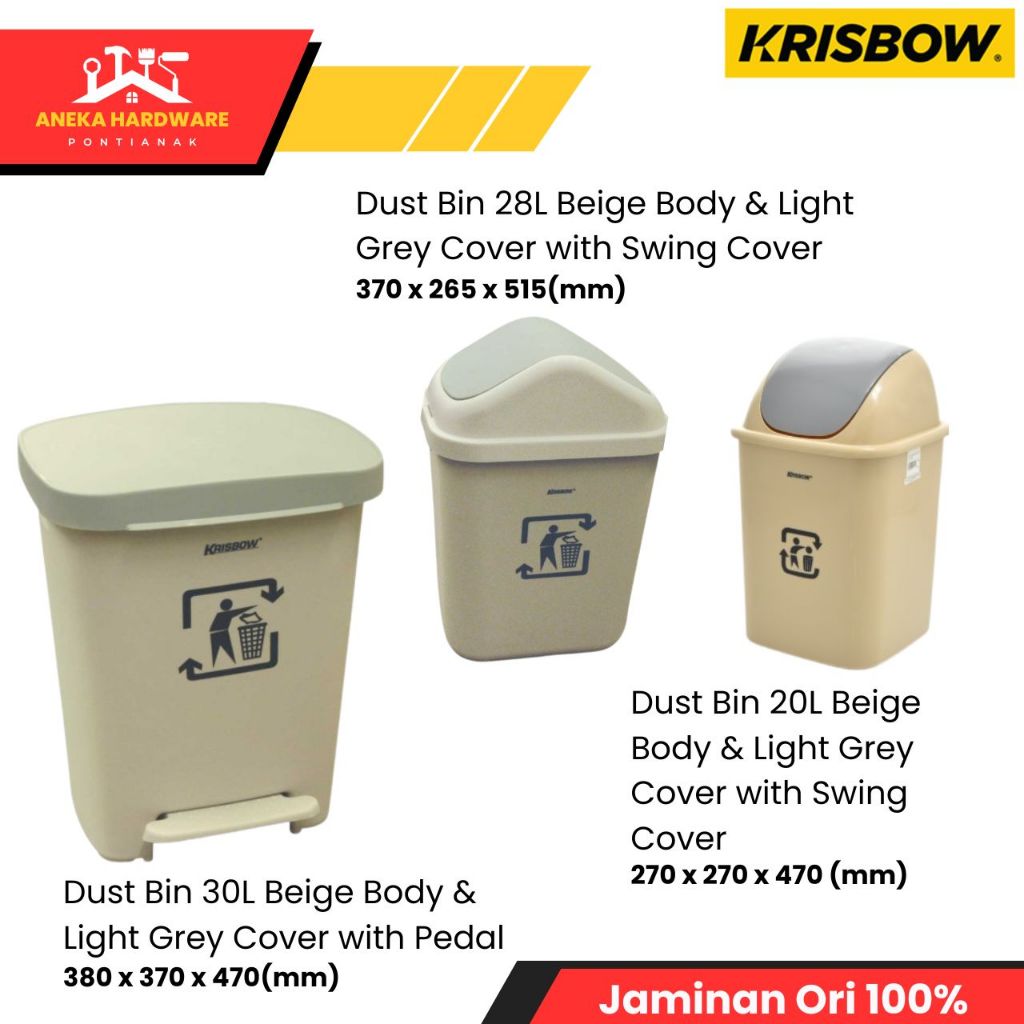 Jual Krisbow Tempat Sampah Plastik Pedal & Tutup Ayun-Krem | Shopee Indonesia