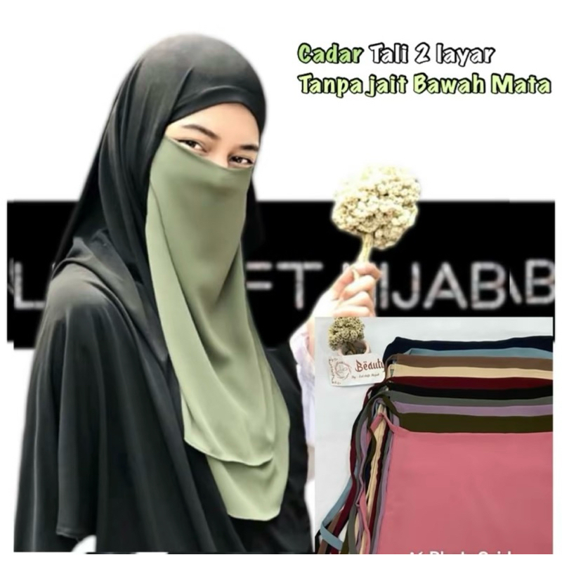 Jual NIQAB CADAR TALI 2 LAYER CERUTY BABYDOLL/ CADAR TALI KEKINIAN /CADAR SIMPLE | Shopee Indonesia