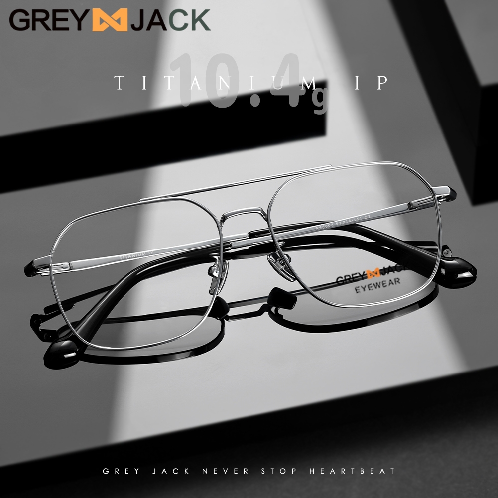 Jual Grey Jack Kacamata Frame Titanium Model Aviator Kotak Fashion Pria Wanita Simple Style Bisa ...