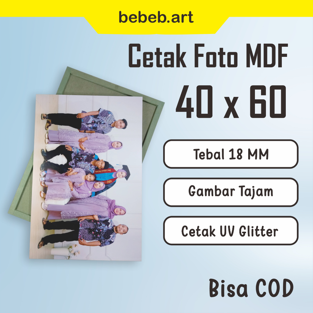 Jual CETAK FOTO 40x60 Tebal 18 MM Ukuran 16R MDF Cetak UV Glitter ...