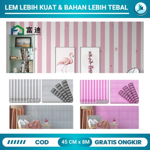 Jual Wallpaper Dinding Garis Wallpaper Dinding Kamar Ruang Tamu Motif Salur Pink Wallpaper ...