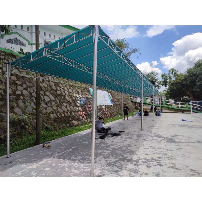 Jual Rangka tenda besi plus terpal, Bisa untuk Tenda warga, tenda ...
