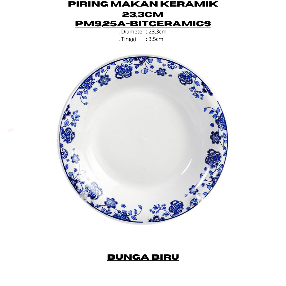 Jual Piring Makan / Piring Cekung Keramik 23,3CM (1PCS) Bit Ceramics ...