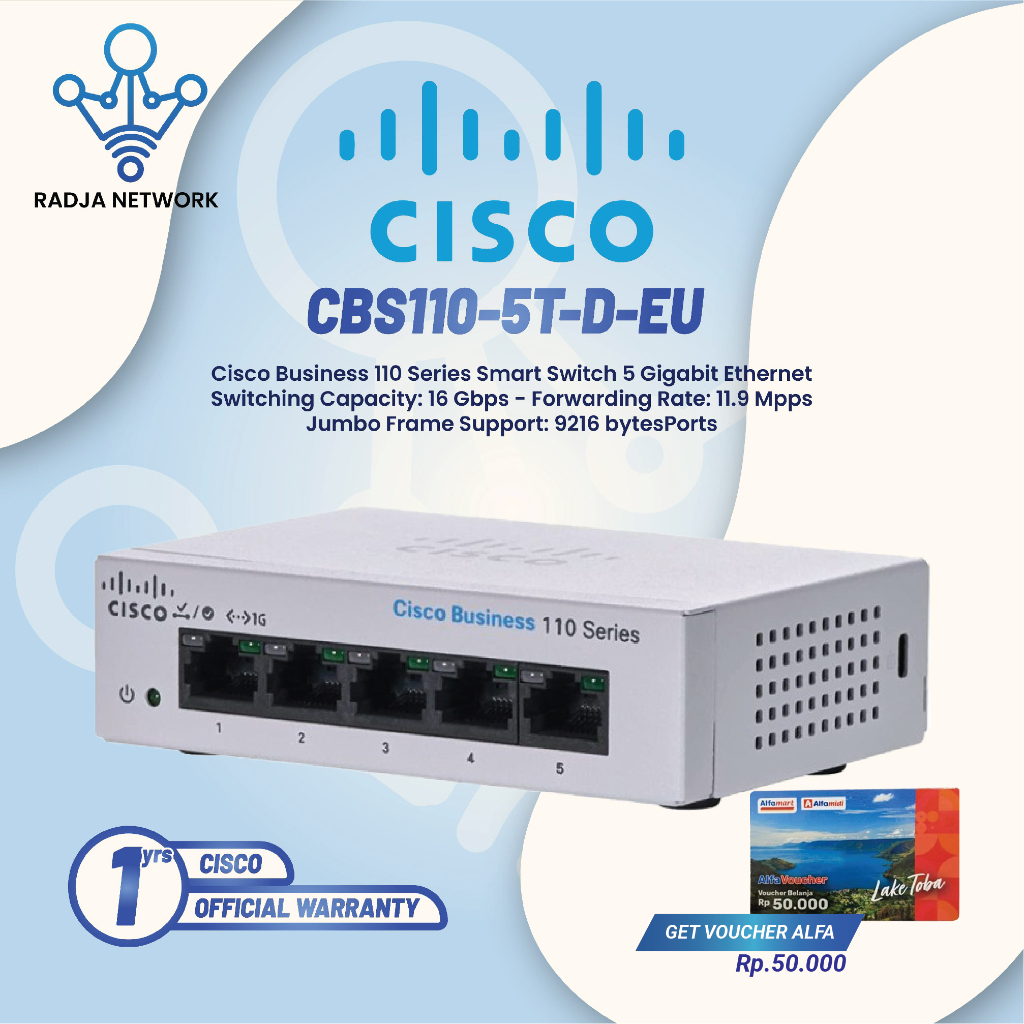 Jual Cisco Business CBS110-5T-D Unmanaged Switch 5 Port GE Desktop ...