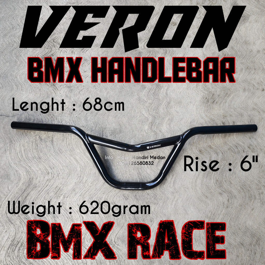 Jual Bar BMX RACE Veron Model M Rise 6 inci Black Hitam Handlebar Lebar ...