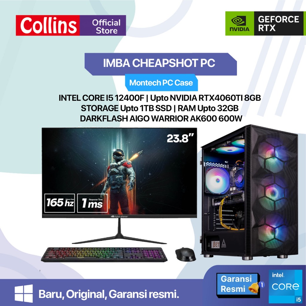 Jual IMBA CHEAPSHOT PC I5 12400F RTX 4060TI 8GB | 16GB 512GB RAKITAN PC GAMING (GTX 1650 4GB ...
