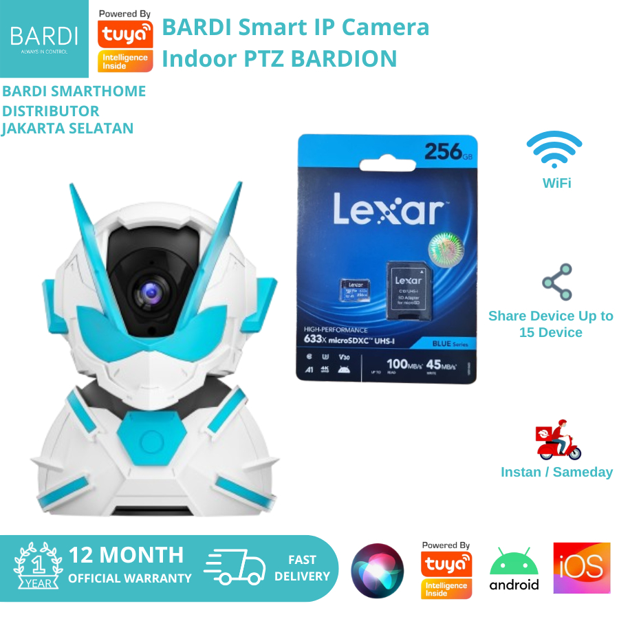 Jual BARDI Smart IP Camera Indoor PTZ 3MP BARDION Series (Dual 2.4/5GHz ...