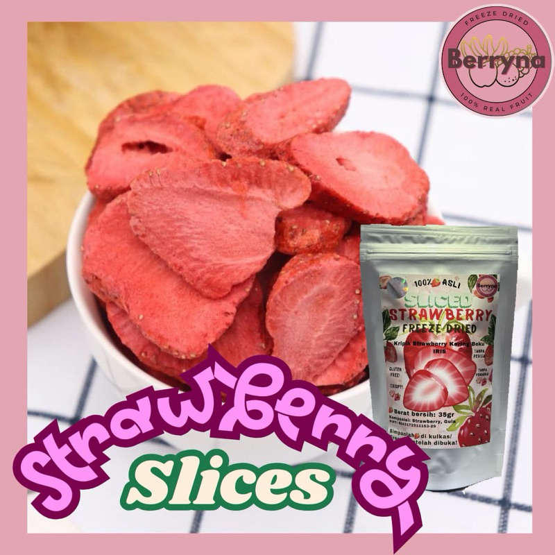 Jual Berryna Strawberry Buah Kering 30/35/50g Freezedried buah asli stroberi renyah garing ...