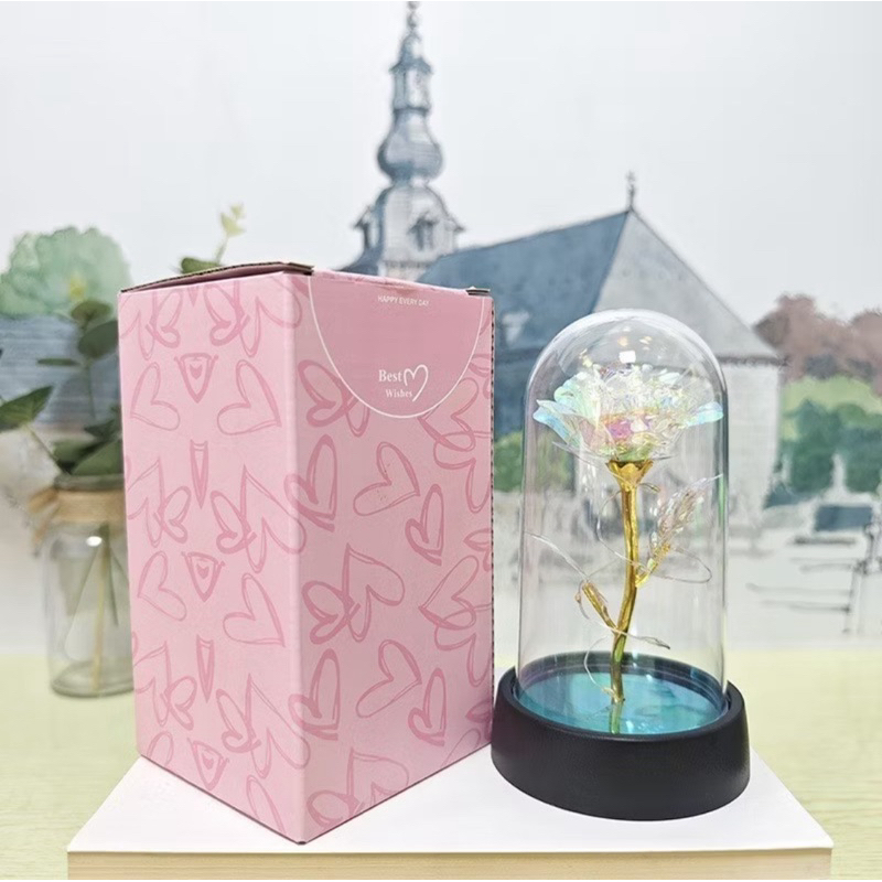 Jual Box Bunga Lampu Roses in Plastik Dome / Valentine Romantis Hadiah ...
