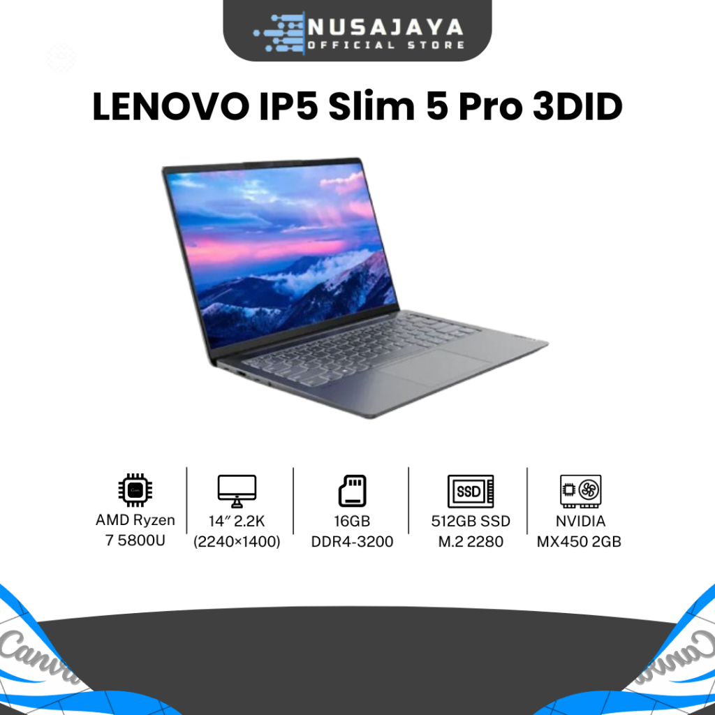 Jual LENOVO IP5 Slim 5 Pro 3DID Ryzen 7-5800U 16GB 512GB MX450 W10 OHS | Shopee Indonesia