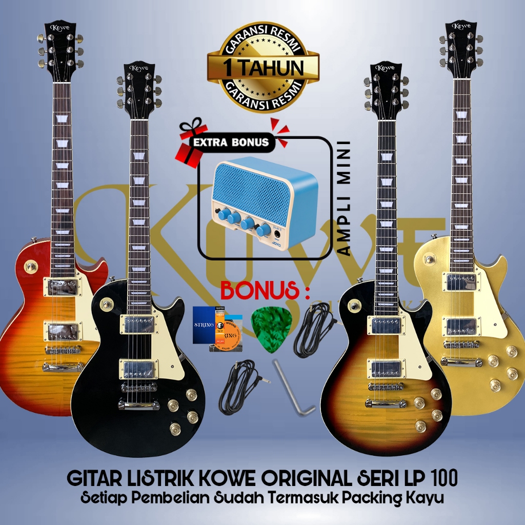 Jual Gitar Elektrik Original Kowe Gitar Kita Seri LP 100 Paket Bundle ...