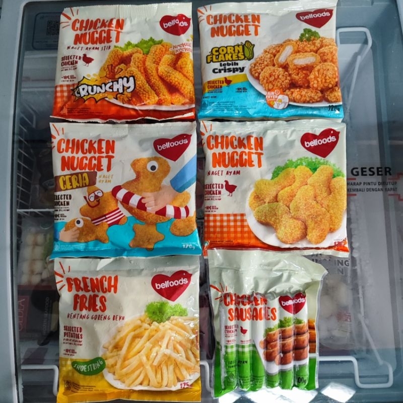 Jual Belfoods Chicken Nugget Ceria 170g | Nugget Crunchy 140g | Nugget Corn Flakes 120g | Sosis ...